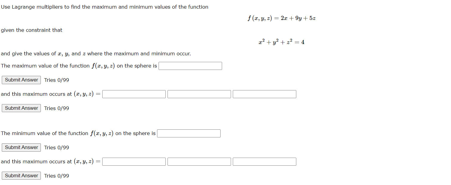 Solved Use Lagrange multipliers to find the maximum and | Chegg.com