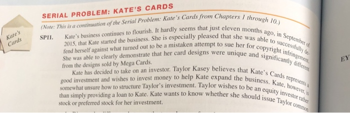 Solved SERIAL PROBLEM: KATE'S CARDS Kates Cardsa Note: This | Chegg.com