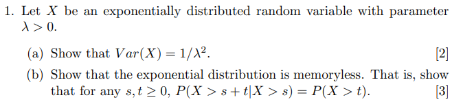 Solved 1. Let X be an exponentially distributed random | Chegg.com