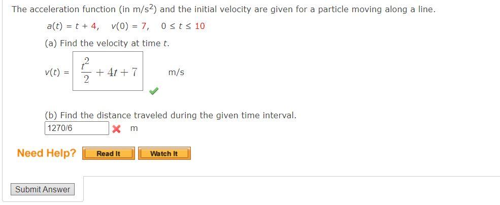 Solved The acceleration function in m/s2) and the initial | Chegg.com