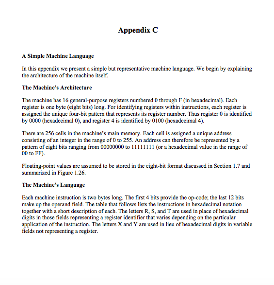 Solved Appendix C A Simple Machine Language In this appendix | Chegg.com
