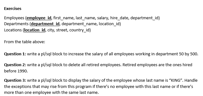 Solved Assignment 3 Exercises Employees (employee_id, | Chegg.com