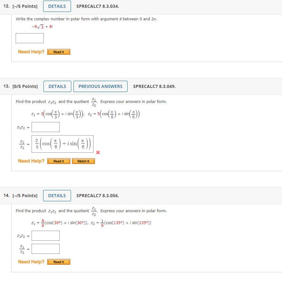 Solved 6. [2.5/5 Points] DETAILS PREVIOUS ANSWERS SPRECALC7 | Chegg.com
