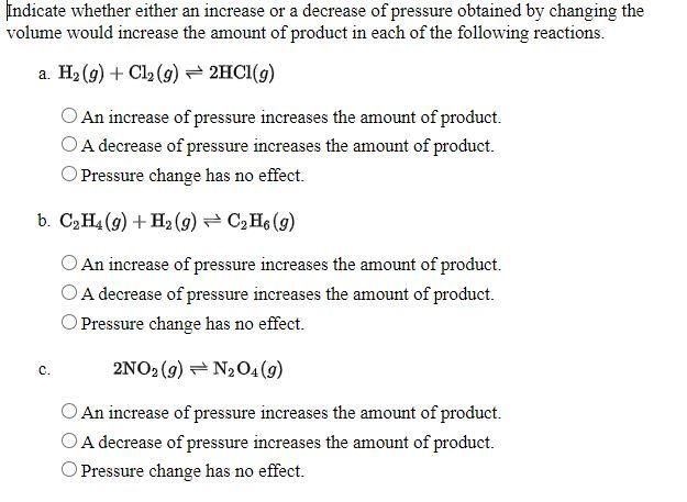 Solved Indicate whether either an increase or a decrease of | Chegg.com
