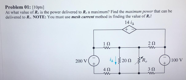 Solved Problem 01: [10pts] At what value of R, is the power | Chegg.com
