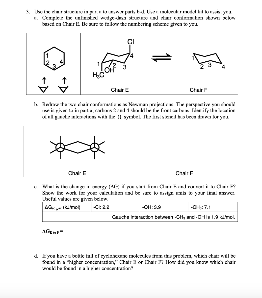 Solved 3. Use the chair structure in part a to answer parts | Chegg.com