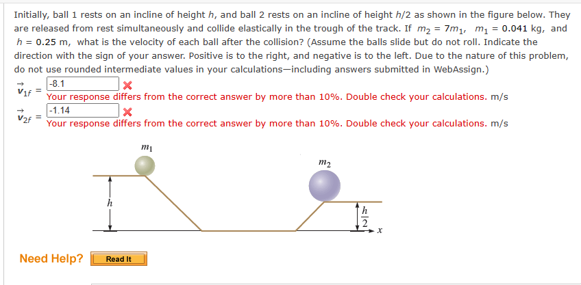 Solved Initially, ball 1 rests on an incline of height h, | Chegg.com