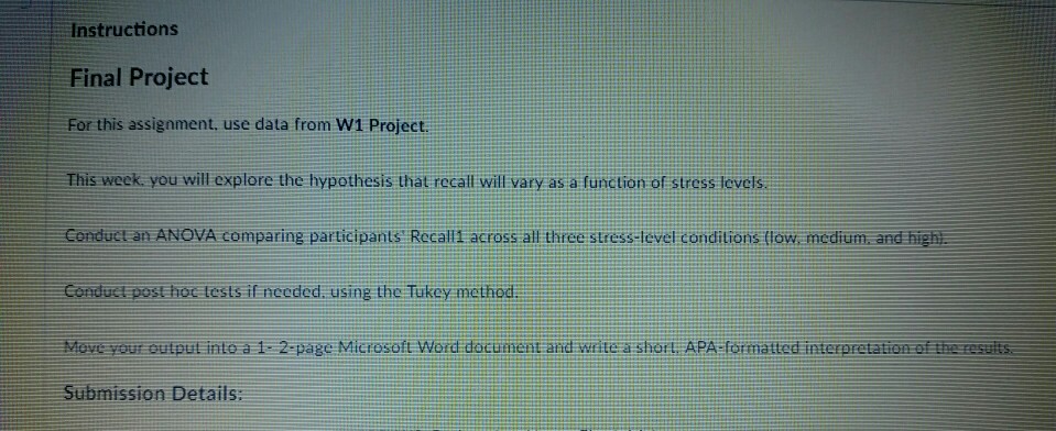 Solved Instructions Final Project For this assignment, use | Chegg.com