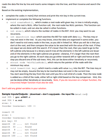 Solved Question 2 Binary search tree in C (40 pts) Subject: | Chegg.com