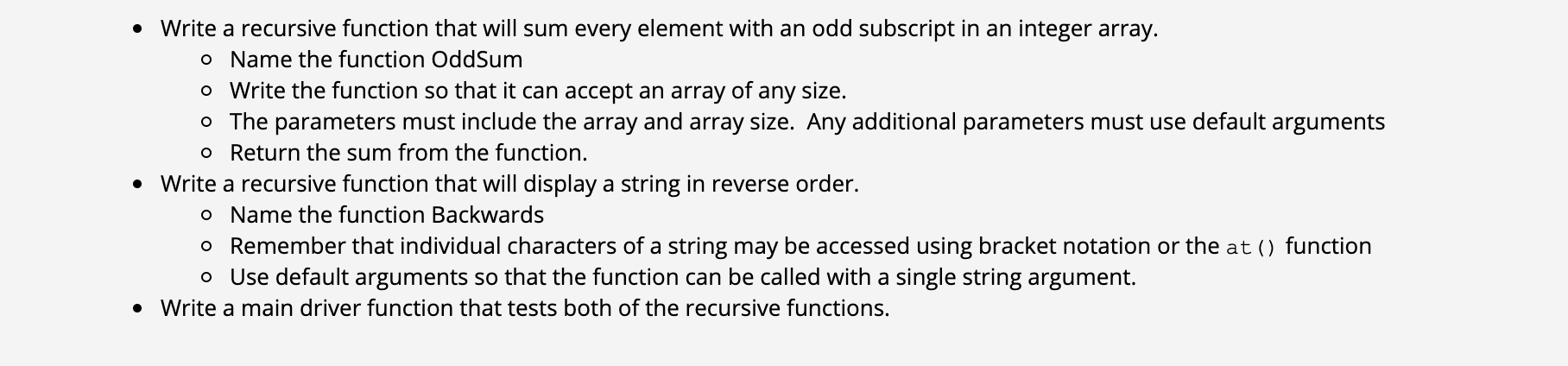 Solved • Write a recursive function that will sum every | Chegg.com