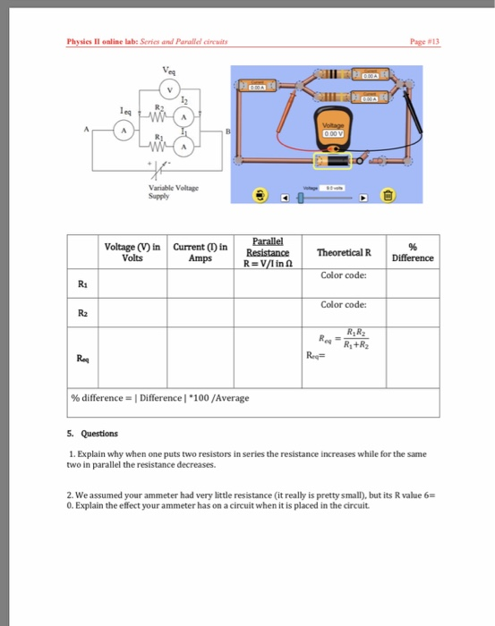 Solved II online lab: Series and Parallel circuits 4.2. | Chegg.com