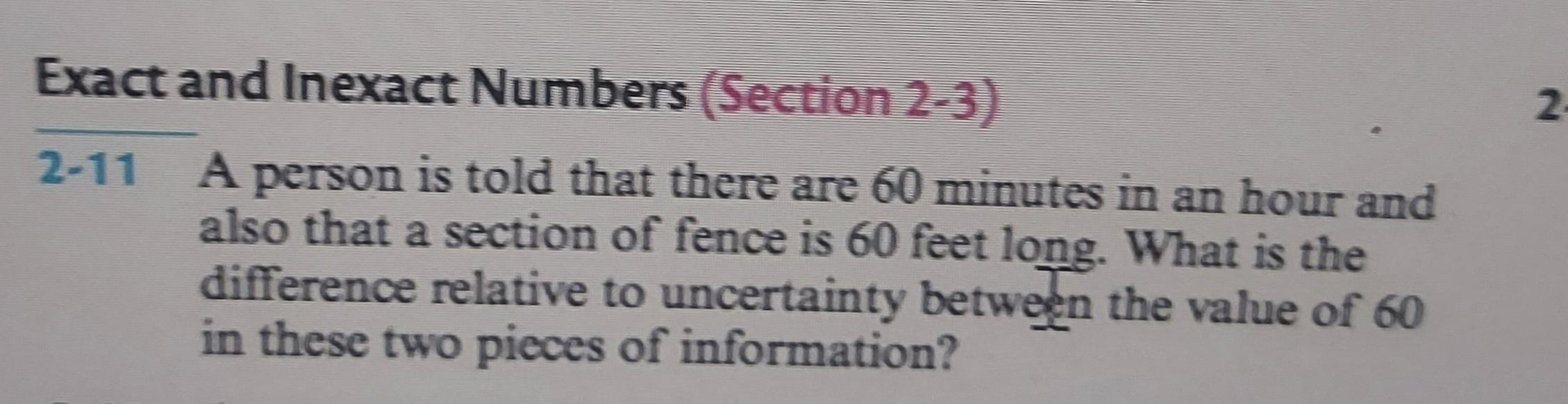 Solved 2. Exact and Inexact Numbers (Section 2-3) 2-11 A | Chegg.com