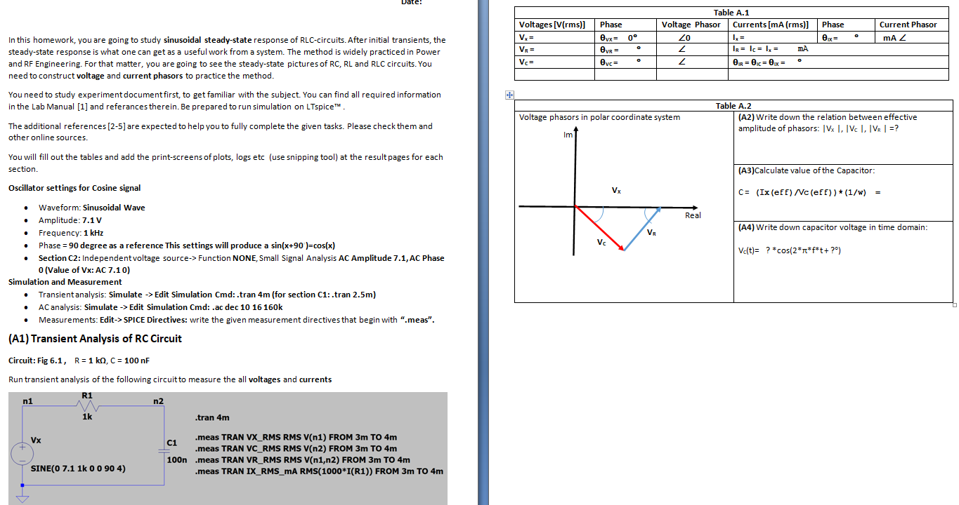 Solved · ﻿Fill out Table A.1 ﻿and Table | Chegg.com