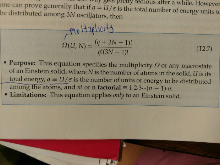 Solved T2B.3 Use equation T2.7 to calculate the multiplicity | Chegg.com