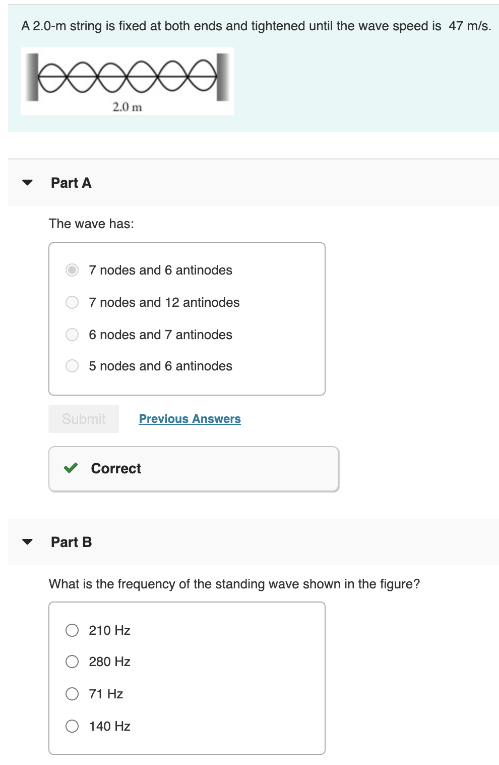 Solved A 2.0-m string is fixed at both ends and tightened | Chegg.com