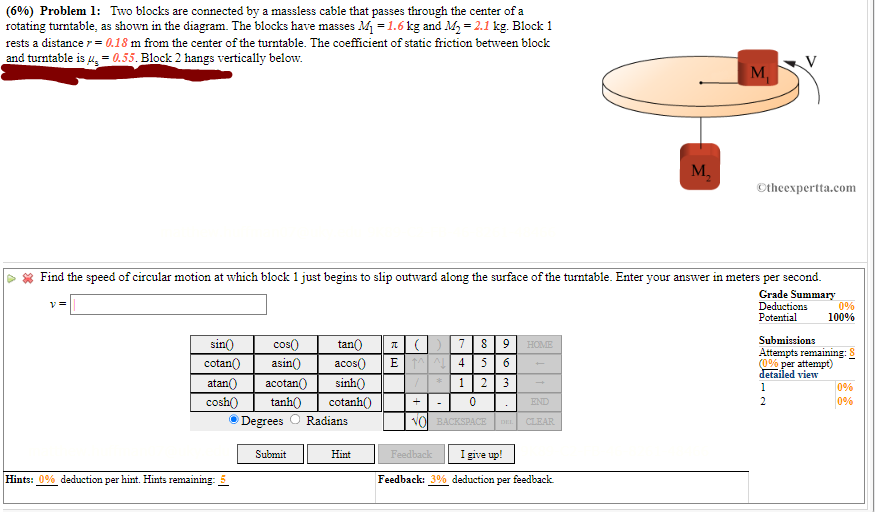 Solved (6\%) Problem 1: Two blocks are connected by a | Chegg.com Solved (6\%) Problem 1: Two blocks are connected by a | Chegg.com