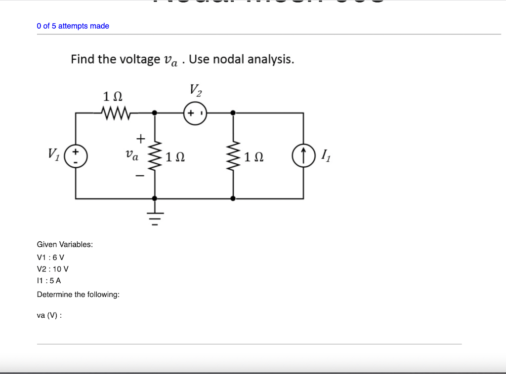Solved Find the voltage va. Use nodal analysis. Given | Chegg.com