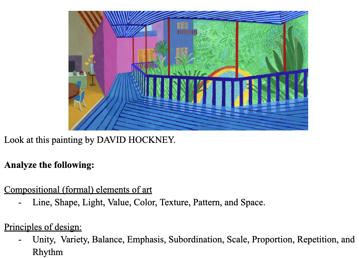 Solved Look at this painting by DAVID HOCKNEY. Analyze the | Chegg.com