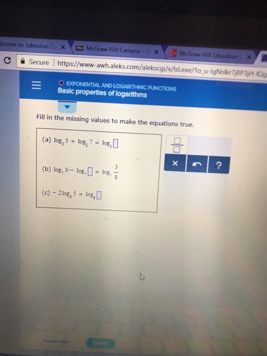 Solved Basic properties of logarithms | Chegg.com