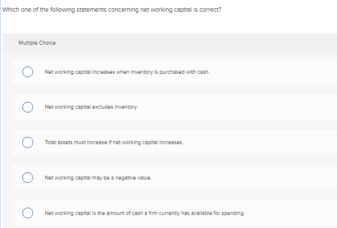 Which one of the following statements concerning net | Chegg.com