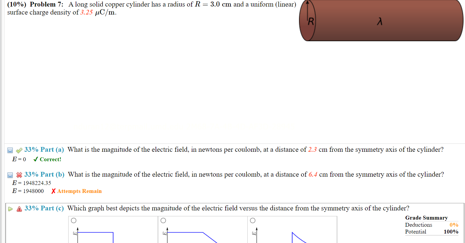 Solved (10\%) Problem 7: A long solid copper cylinder has a | Chegg.com