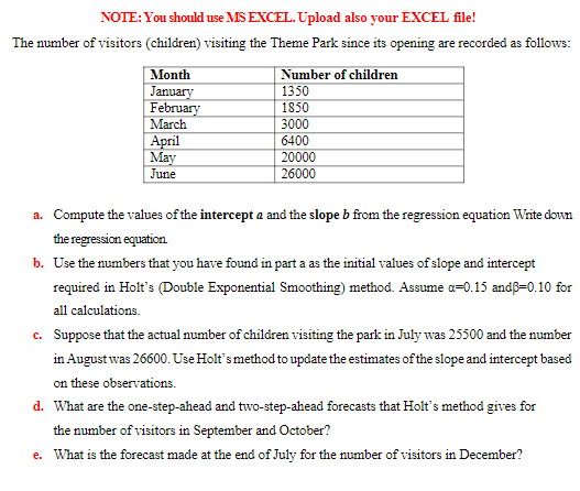 Solved NOTE: You should use MS EXCEL. Upload also your EXCEL | Chegg.com