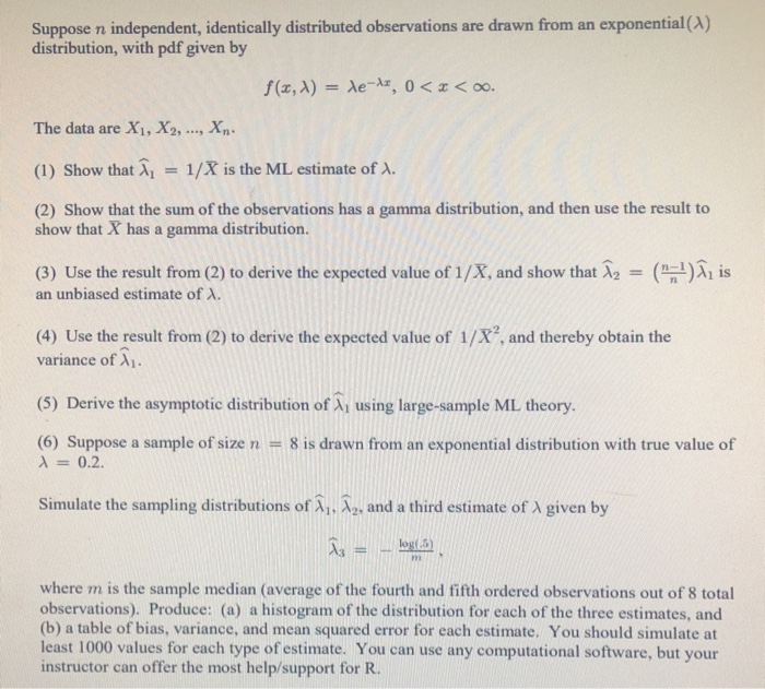 Solved Suppose n independent, identically distributed | Chegg.com