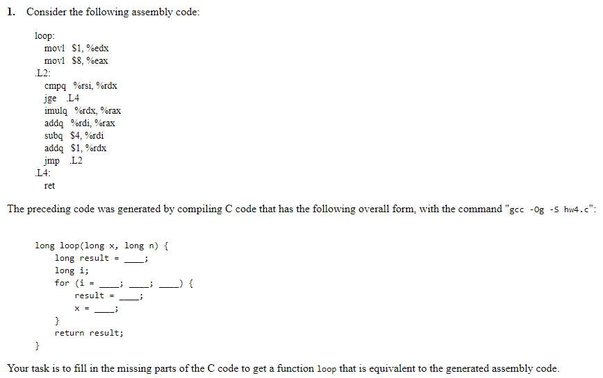 Solved Fill in the missing parts of the C code to get a | Chegg.com