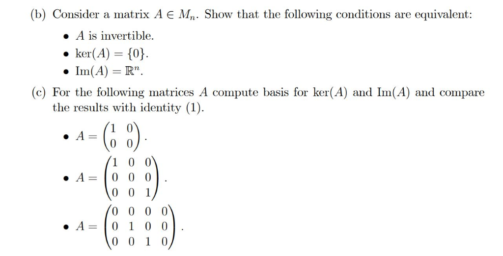 Solved 3. The kernel-image theorem Suppose A Mmxn. We define | Chegg.com