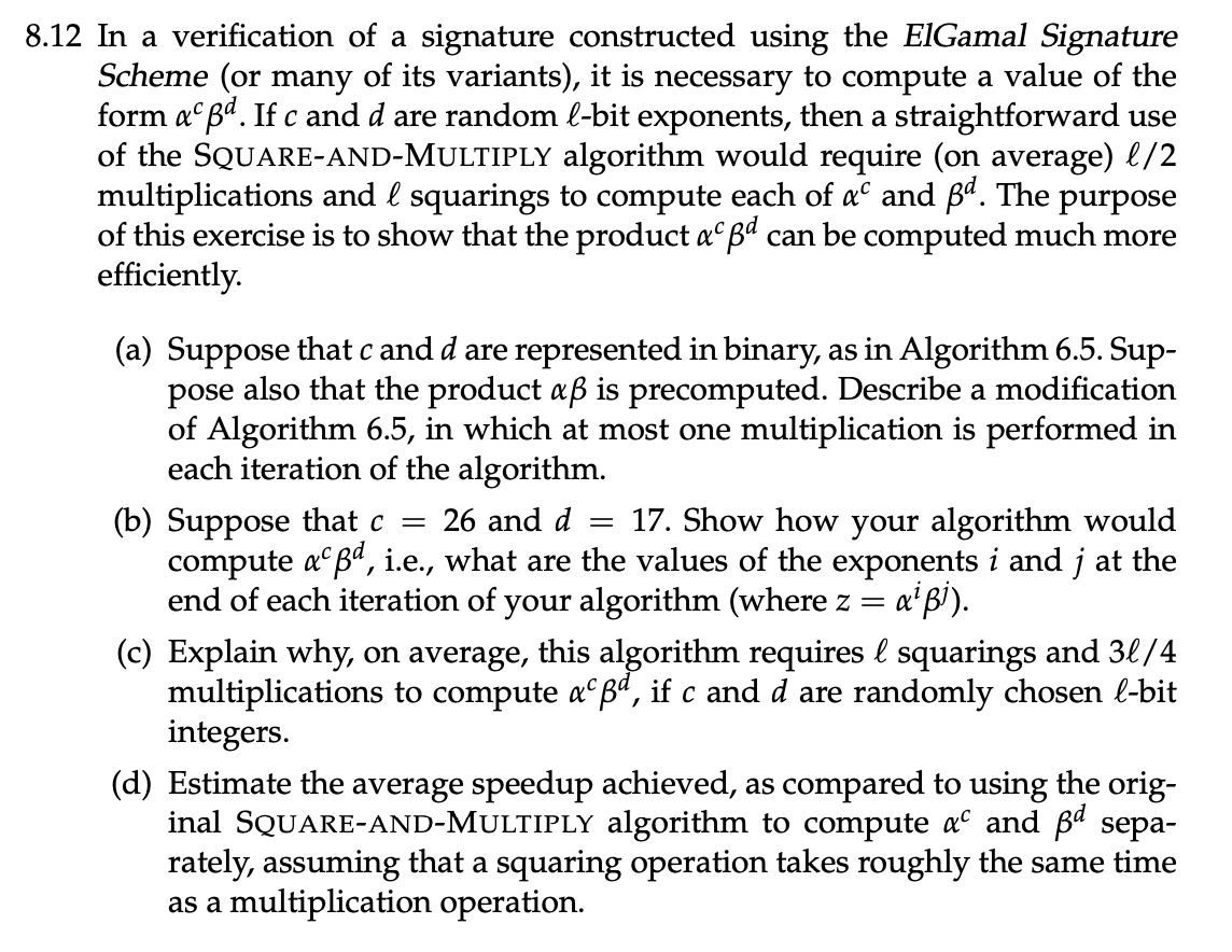 Solved 12 In a verification of a signature constructed using | Chegg.com