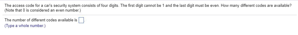 Solved The access code for a car's security system consists | Chegg.com