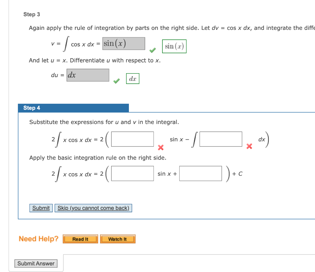 Solved Again apply the rule of integration by parts on the | Chegg.com