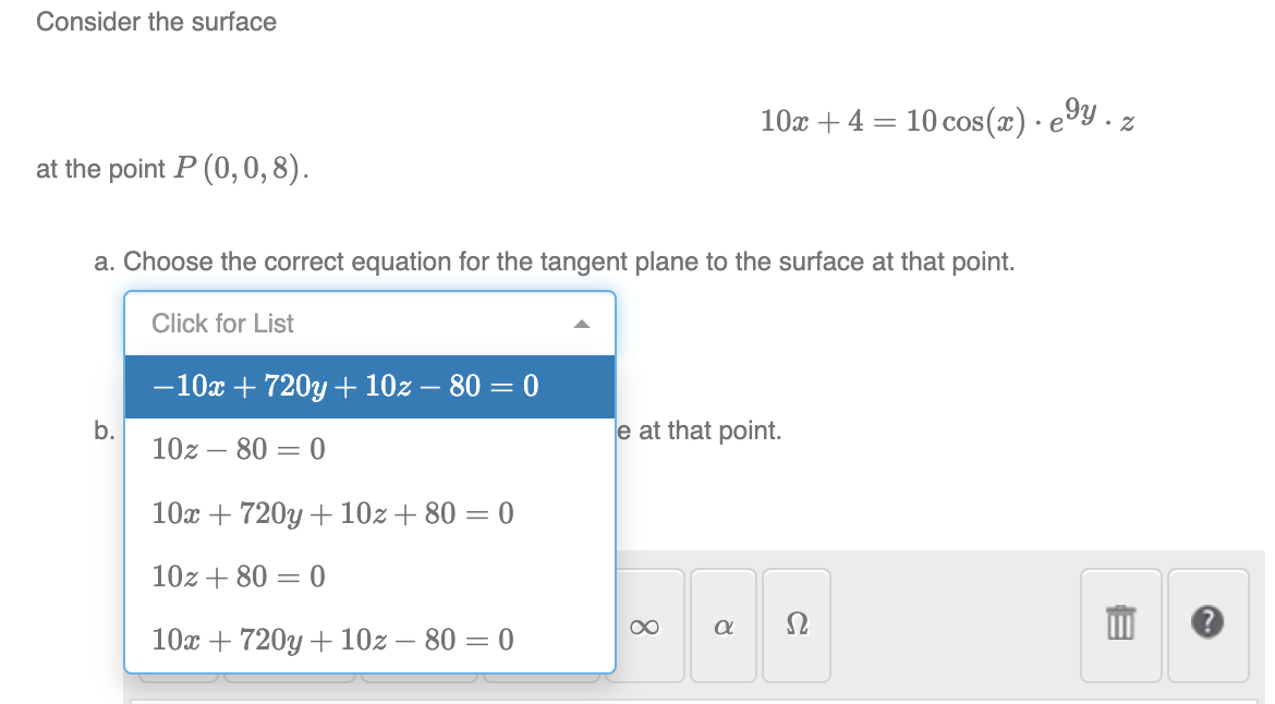 Solved Consider The Surface 10x 4 10cos X ⋅e9y⋅z At The