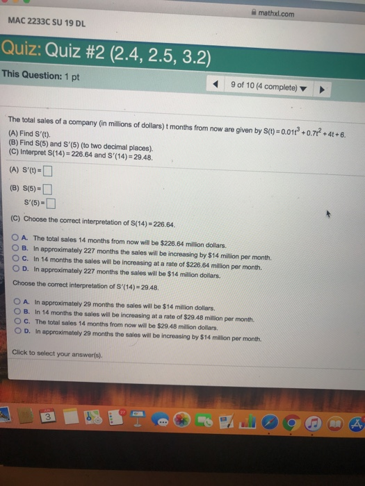 Solved amathxl.com MAC 2233C SU 19 DL Quiz: Quiz #2 (2.4, | Chegg.com