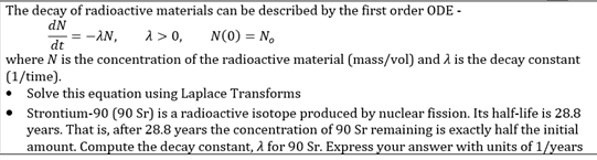 Solved 1. Using Laplace Transforms to solve this problem 2. | Chegg.com