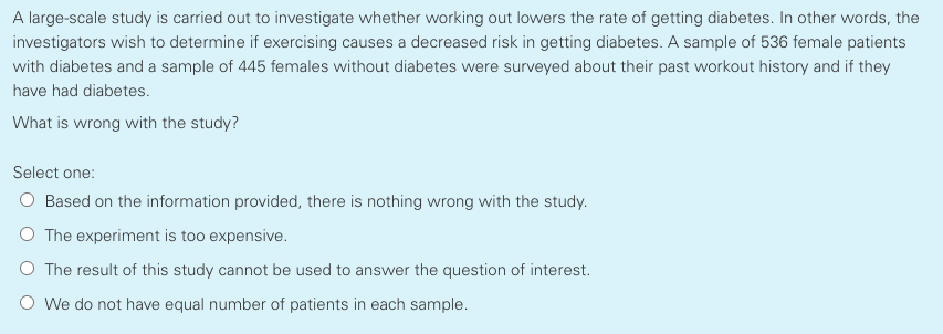 Solved A large-scale study is carried out to investigate | Chegg.com