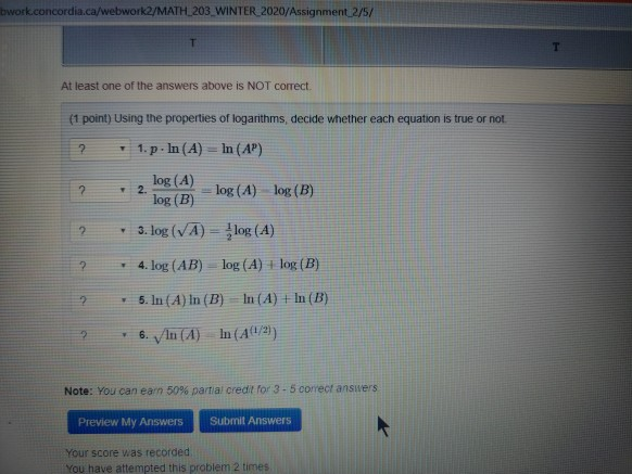 Solved twork concordia.ca/webwork2/MATH_203 WINTER | Chegg.com