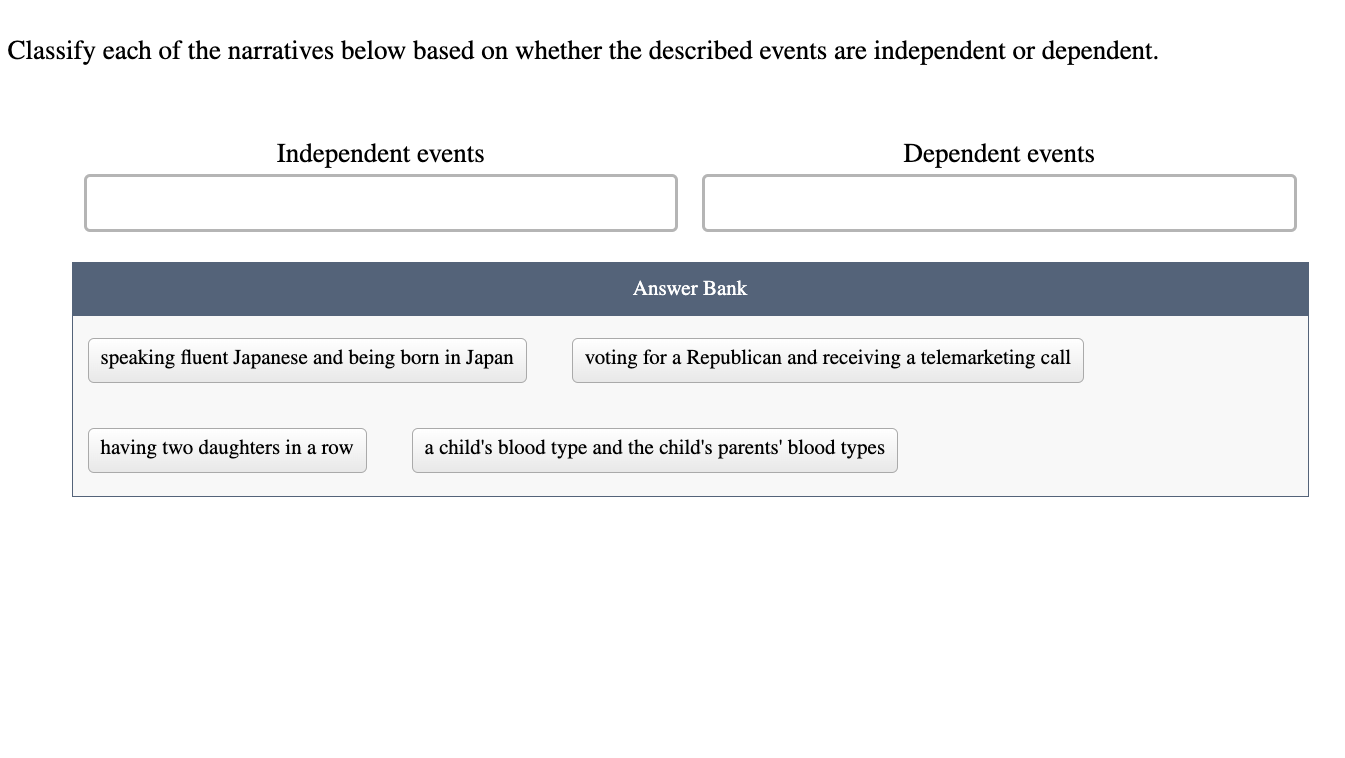 Solved lassify each of the narratives below based on whether | Chegg.com