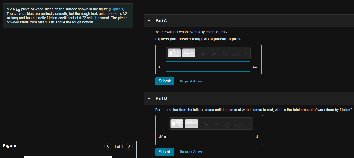 Solved Wood Rough bottom A 2.4 kg piece of wood slides on | Chegg.com