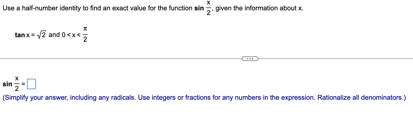 Solved х Use a half-number identity to find an exact value | Chegg.com