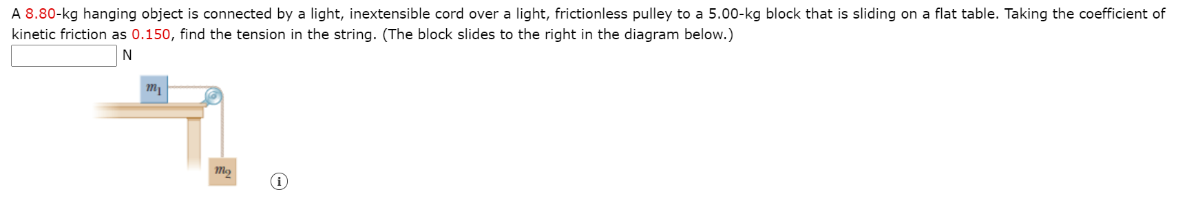 Solved A 8.80-kg hanging object is connected by a light, | Chegg.com