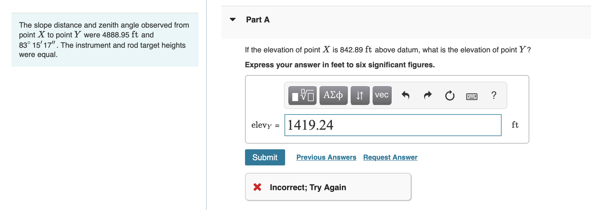 Solved The slope distance and zenith angle observed from | Chegg.com