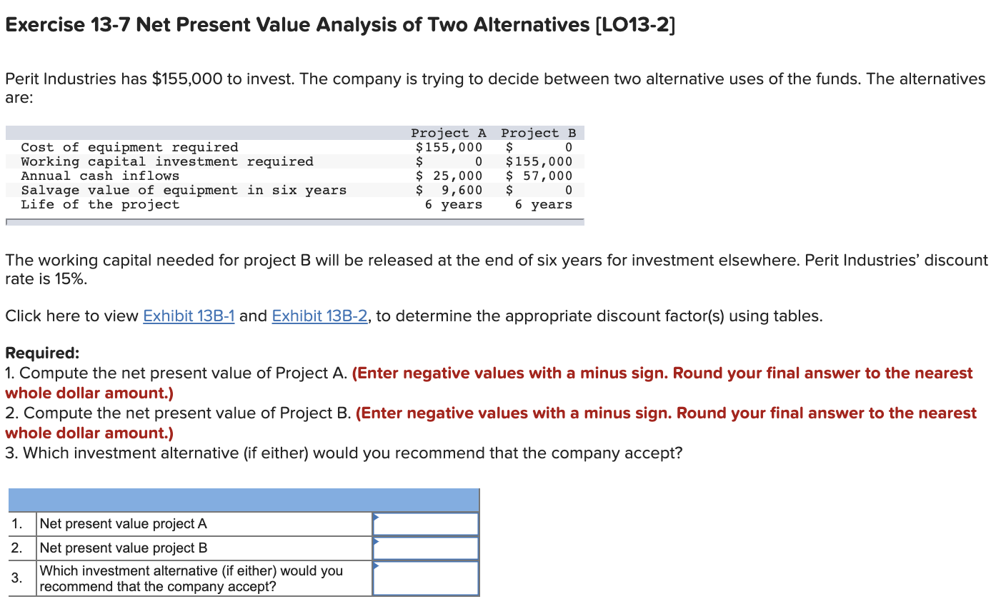 Solved Exercise 13-7 Net Present Value Analysis of Two | Chegg.com