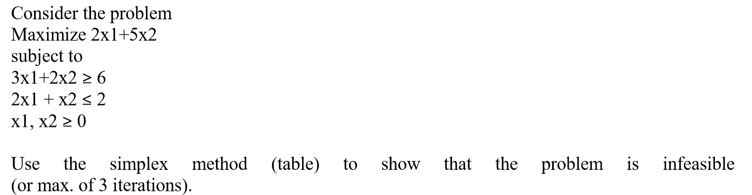 Solved Consider the problem Maximize 2x1+5x2 subject to | Chegg.com