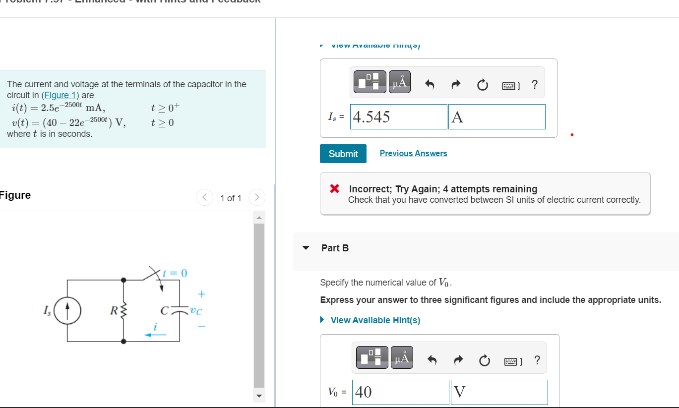 Solved The current and voltage at the terminals of the | Chegg.com