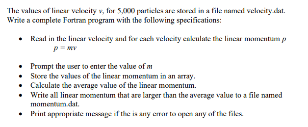 Solved The values of linear velocity v, for 5,000 particles | Chegg.com