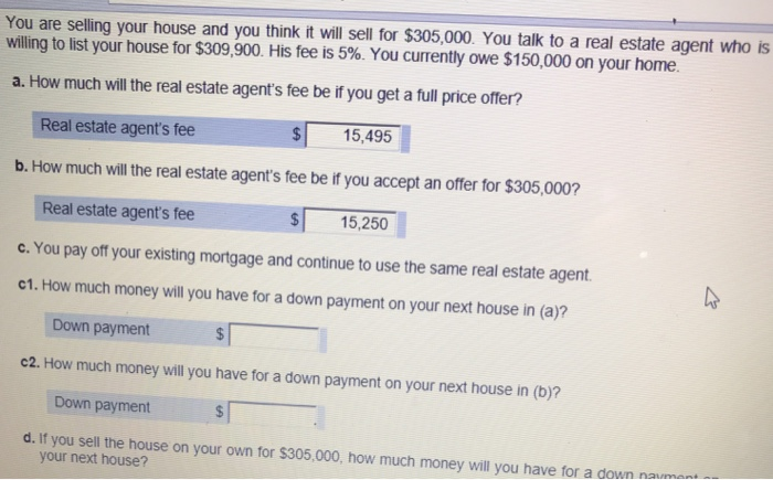 Solved You are selling your house and you think it will sell | Chegg.com