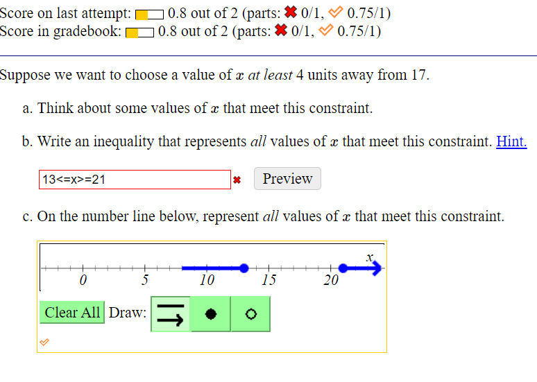 Solved Score on last attempt: 0.8 out of 2 (parts: 0/1, | Chegg.com