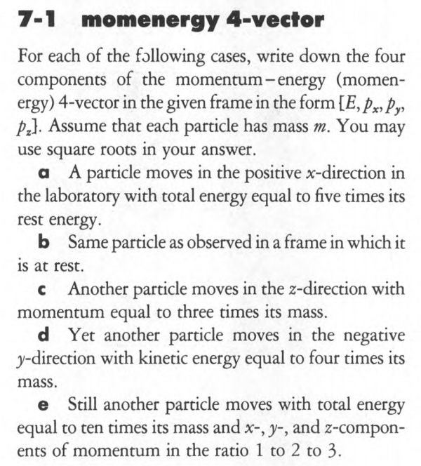 Solved 7-1 momenergy 4-vector For each of the following | Chegg.com