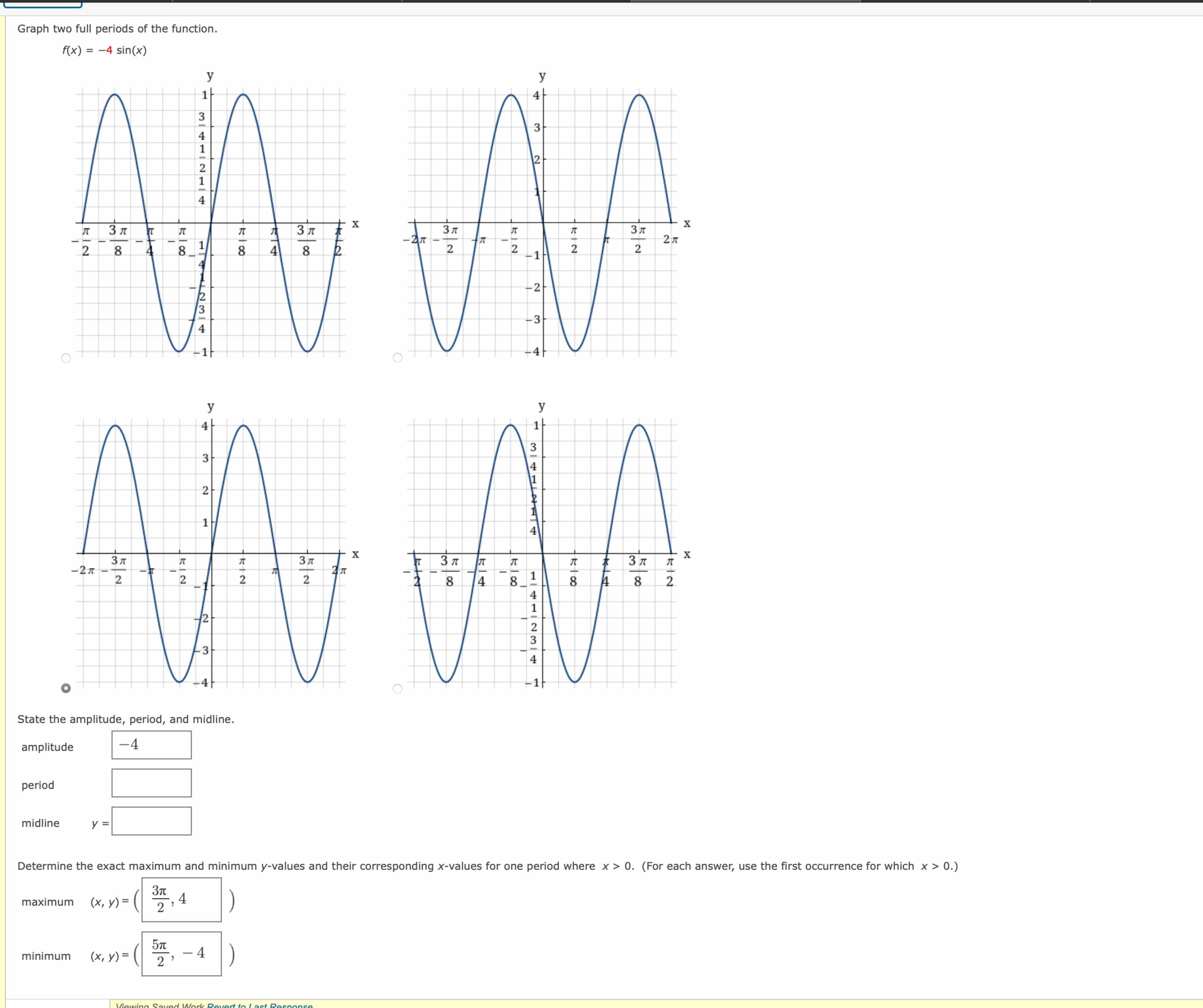 Solved Graph two full periods of the | Chegg.com